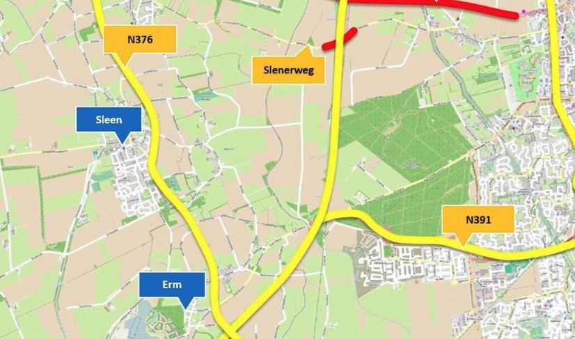 N381, maar ook de Slenerweg, afgesloten | Nieuws | SleenWeb